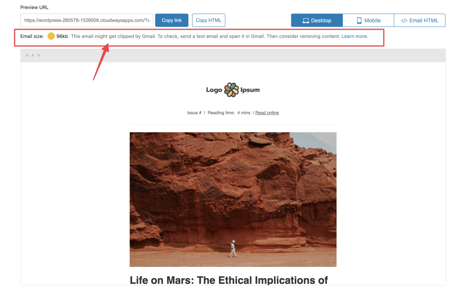How to fix Mailchimp email not displaying correctly in Gmail